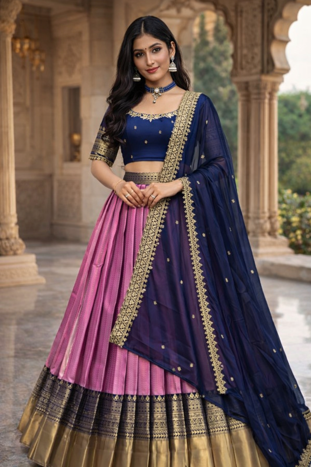 Sundari Pink- South Indian Festival Traditional Half Saree – Vivaha Vastra